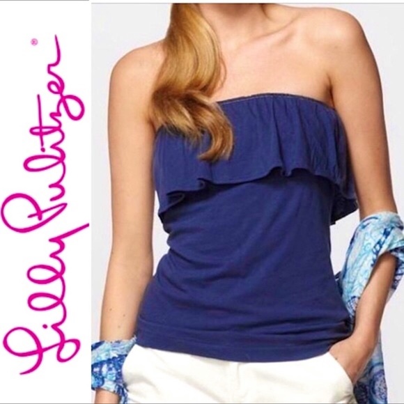 Lilly Pulitzer | Tops | Lilly Pulitzer Rilo Navy Blue Tube Top Size S ...